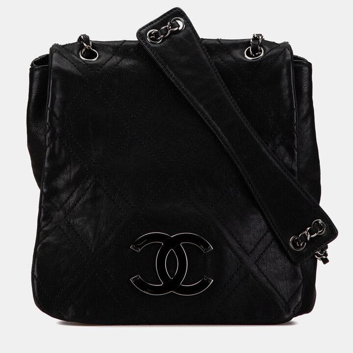 Chanel Black Quilted Calfskin Double Stitch Crossbody Bag - ShopStyle