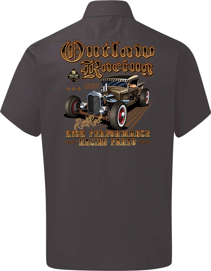Velocitee Speed Shop Mens Mechanic Garage Work Shirt Outlaw Racing Hot ...