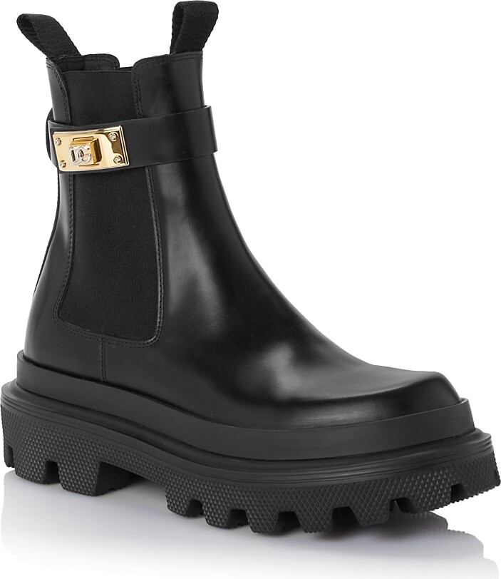 Dolce & Gabbana Women's Logo Strap Lug Sole Chelsea Boots - ShopStyle