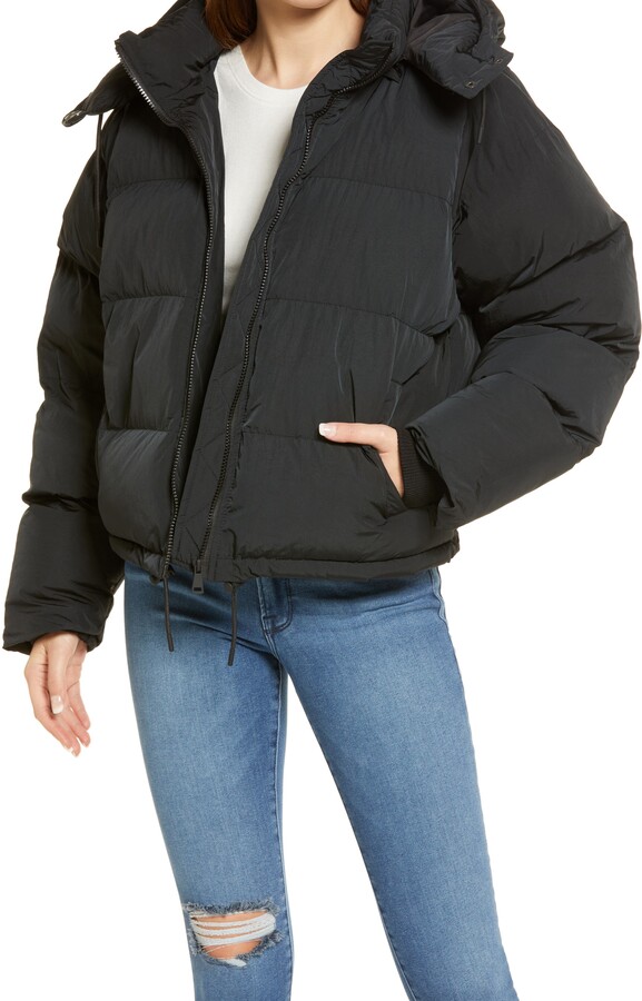 Good American Iridescent Puffer Jacket with Removable Hood - ShopStyle