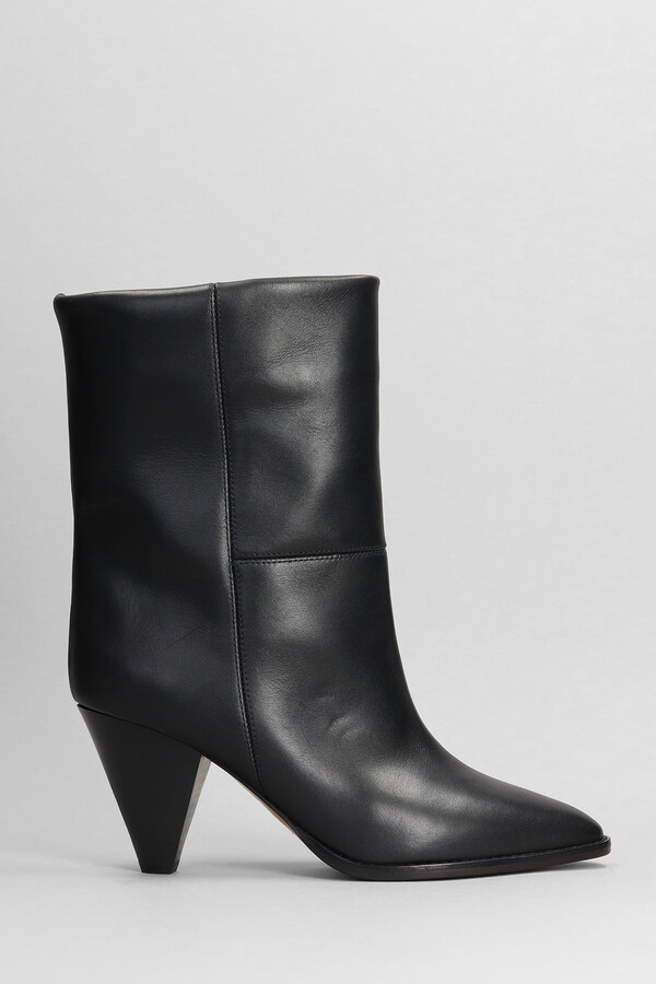 Isabel Marant Rouxa High Heels Ankle Boots In Black Leather - ShopStyle