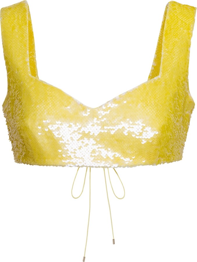 DIANA ARNO - Bea Sequinned Bralette In Sparkling Lemon - ShopStyle Bras