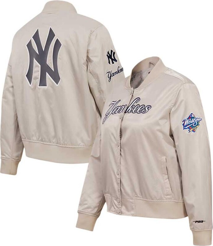 Women's Pro Standard Cream New York Yankees Satin Full-Snap Varsity ...