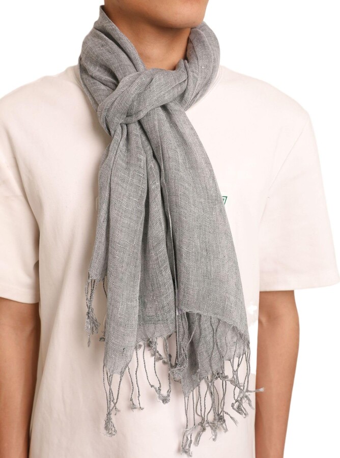 Prettystern long Plain uni-Colour Summer Casual leisure Fringed Linen ...