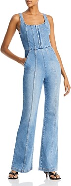 Alice + Olivia Chels Denim Corset Jumpsuit - ShopStyle Tops