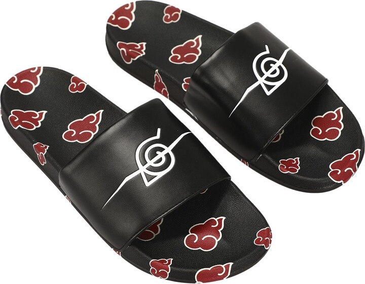 Naruto Shippuden Akatsuki Red Cloud Symbol Men’s Sandals Slides-Medium ...