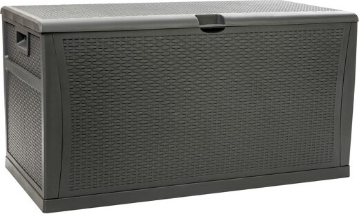 Emma and Oliver 120 Gallon Gray Plastic Deck Box for Outdoor Patio ...