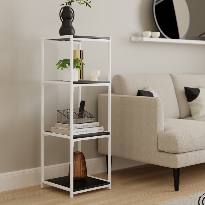 Dunelm Modular 4 Shelf Shelving Unit, White & Black Black and white ...