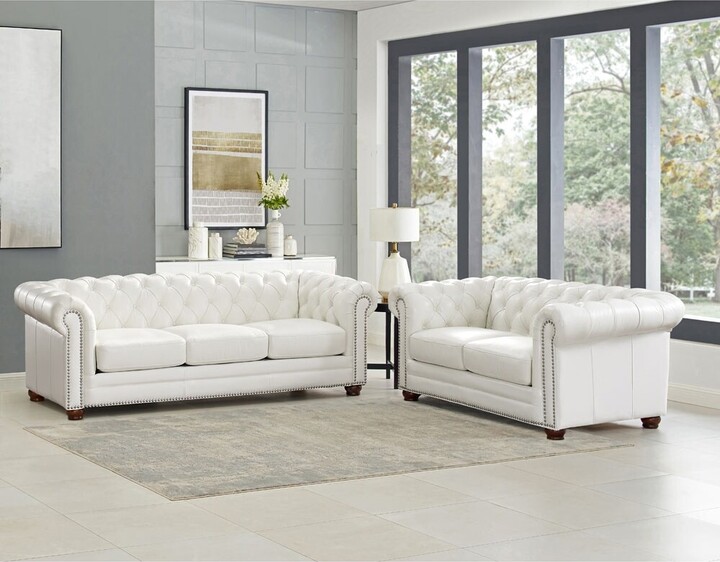 Hydeline Usa Hydeline Aliso Top Grain Leather Chesterfield Sofa Set