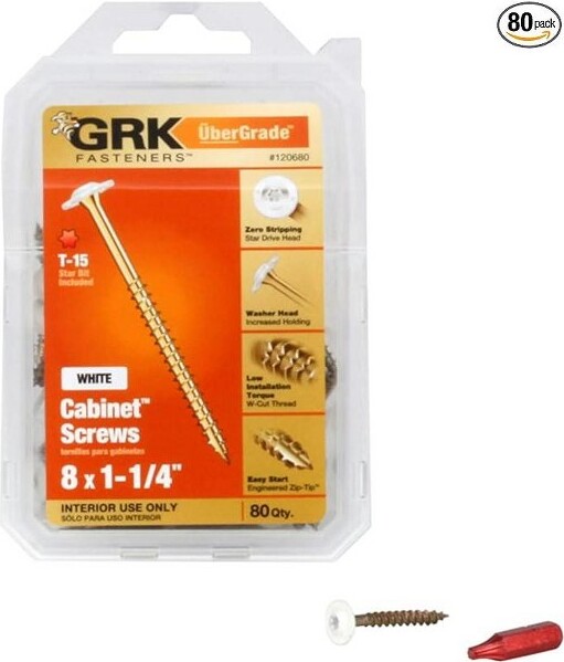 GRK Fasteners No. 8 X 1-1/4 in. L Star Coated Cabinet Screws 80 pk ...
