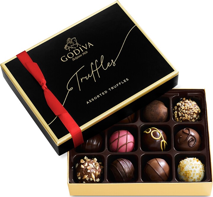Godiva Holiday Signature Chocolate Truffles Gift Box with Red Ribbon ...