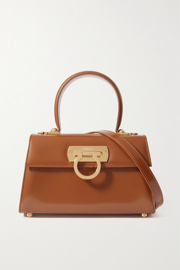 Ferragamo Iconic Mini Leather Shoulder Bag - Brown - ShopStyle