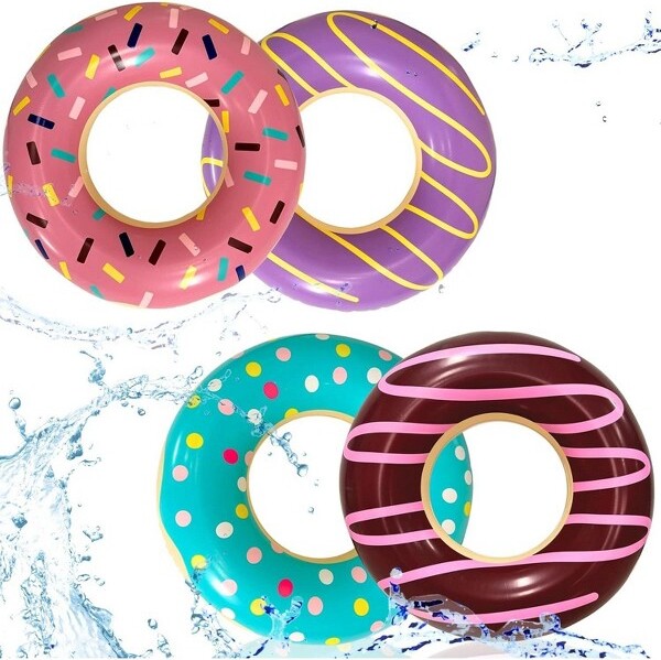 4E's Novelty 4 Pack 30" Donut Pool Floats for Adults & Kids, Summer ...