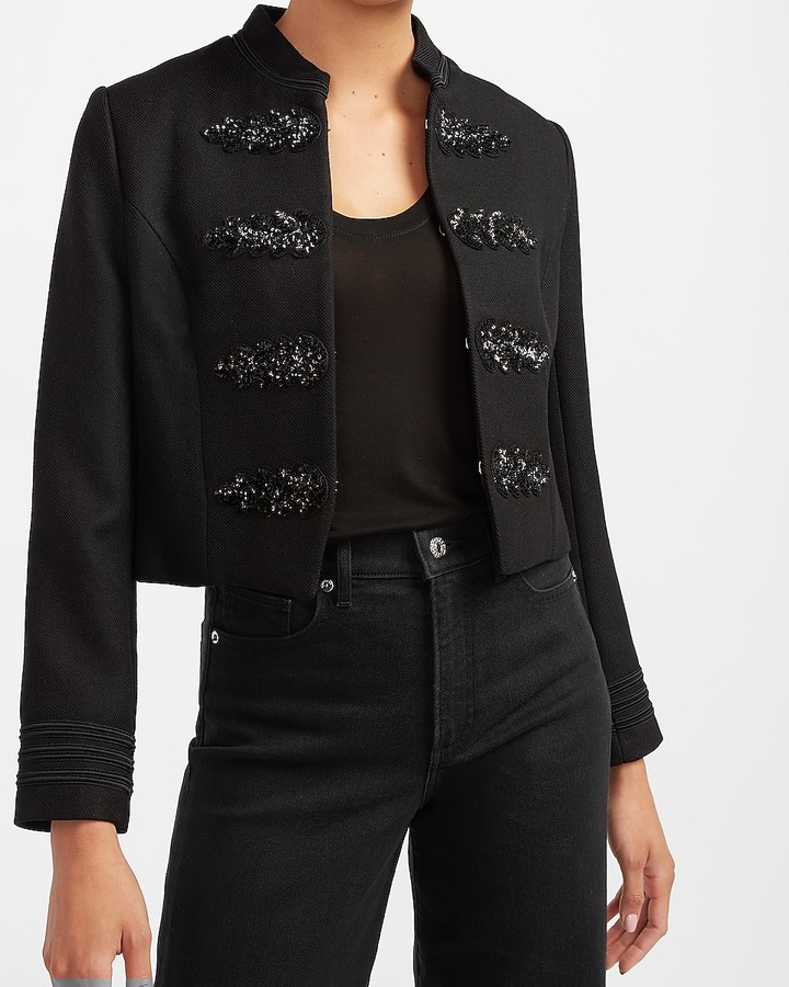 Express Sequin Embellished Military Jacket - ShopStyle