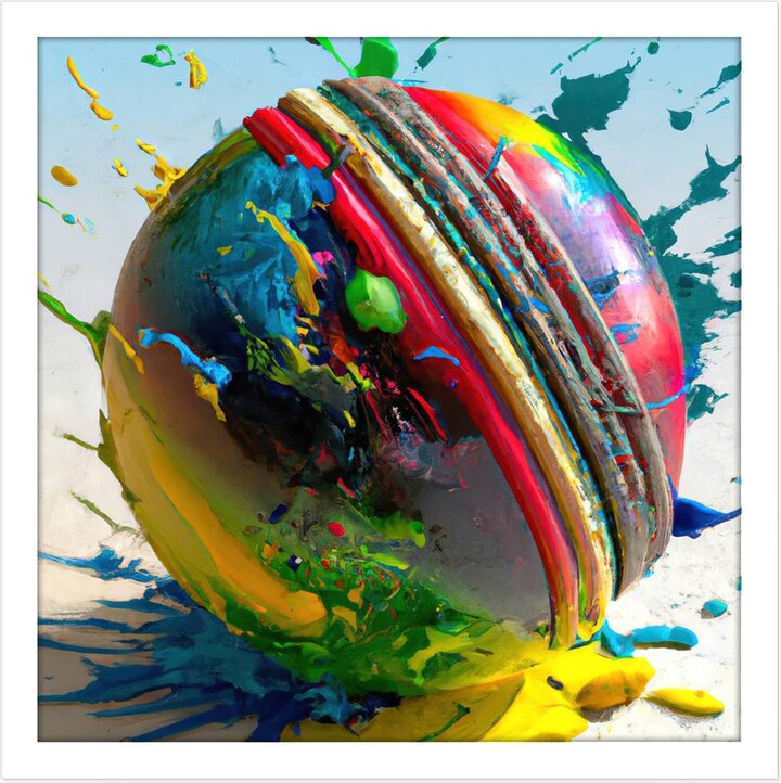 Artery8 Wall Art Print Cricket Ball Dynamic Paint Splatter Bright ...