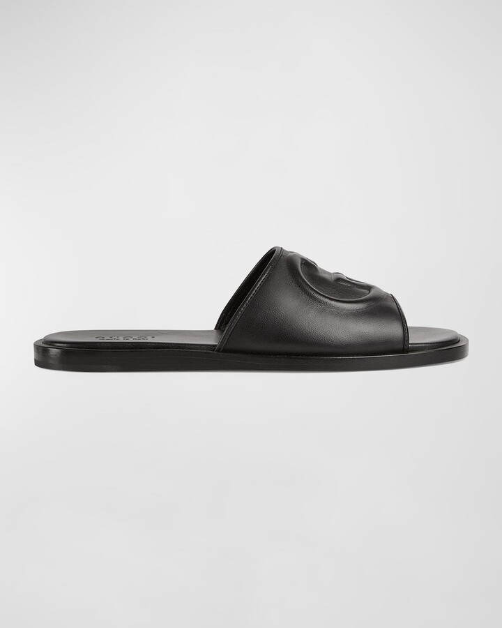 Gucci Men's Leather Interlocking G Slide Sandals - ShopStyle