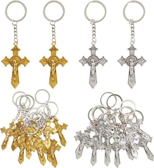 Juvale 24-Pack Cross Keychains, Religious Key Holders for First ...