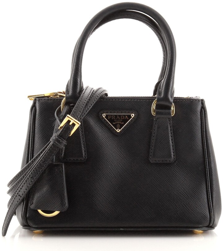 Prada Galleria Double Zip Tote Saffiano Leather Mini - ShopStyle ...