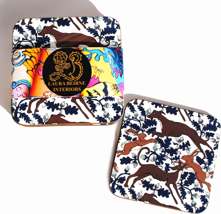 Laura B Interiors Set Of 6 The Rabbit & Whippet Coasters - ShopStyle