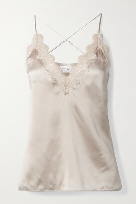 CAMI NYC The Everly Lace-trimmed Silk-charmeuse Camisole - Ivory ...