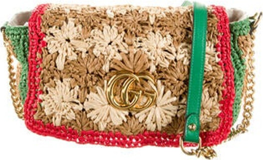 Gucci GG Marmont Raffia Small Crossbody Bag - ShopStyle