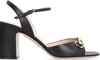 Gucci Leather Block Heel Sandals - ShopStyle