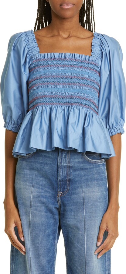 Molly Goddard Marigold Embroidered Puff Sleeve Cotton Blouse - ShopStyle