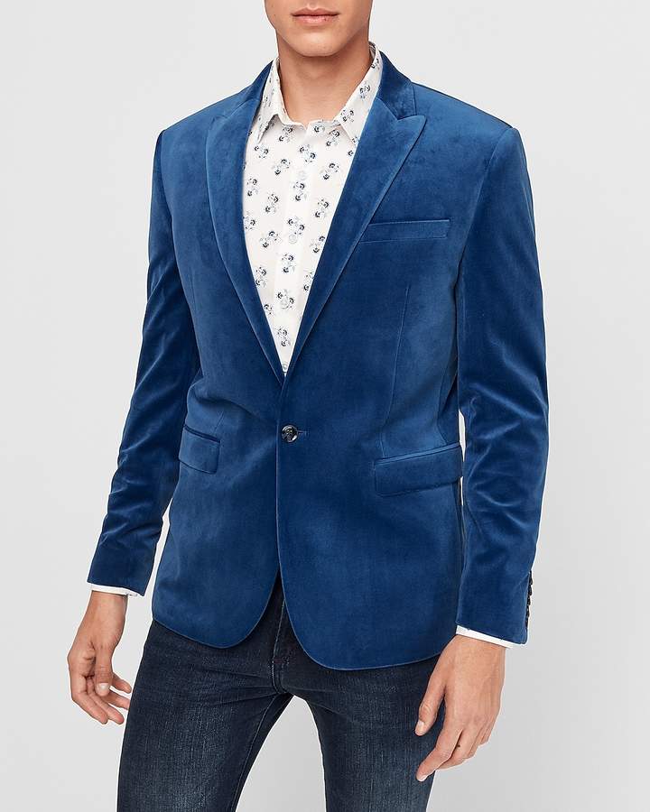 Express Slim Cobalt Blue Velvet Tuxedo Jacket - ShopStyle Sport Coats ...