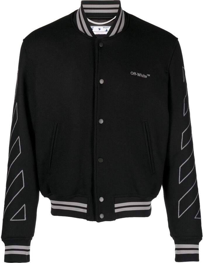 Off-White Diagonal Outline Wool Bomber Jacket - ShopStyle