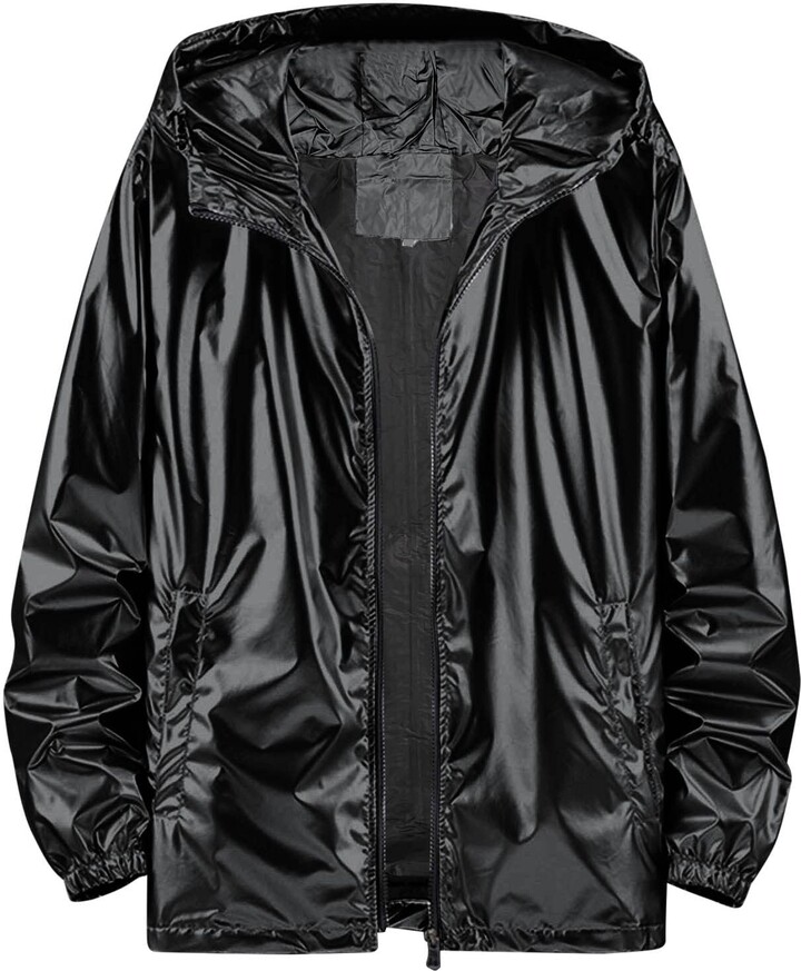 GREGG Men's Shiny Metallic Jacket Lightweight Long Sleeve Metallic ...
