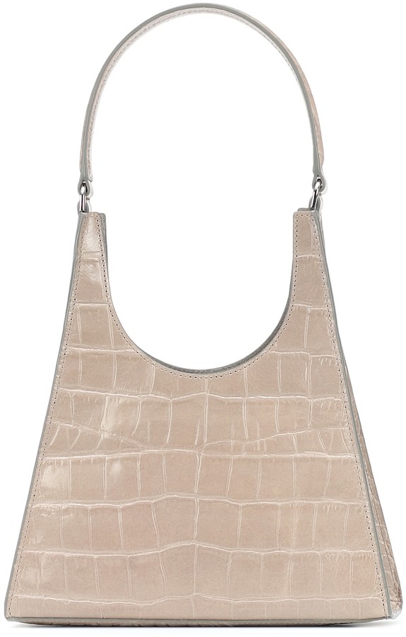 STAUD Rey croc-effect leather shoulder bag - ShopStyle