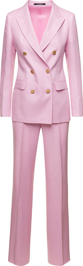 Tagliatore 'parigi' Pink Double-breasted Suit With Gold-tone Buttons In ...