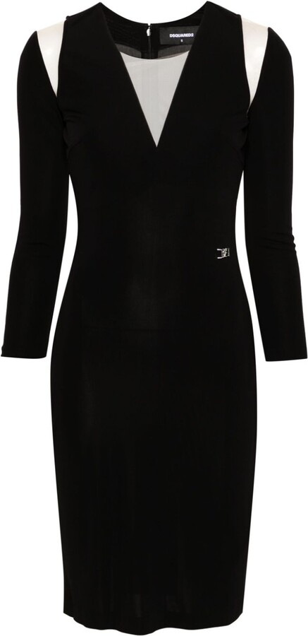 DSQUARED2 Logo-Plaque Mesh-Detail Dress - ShopStyle