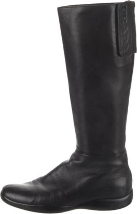Prada Leather Riding Boots - ShopStyle