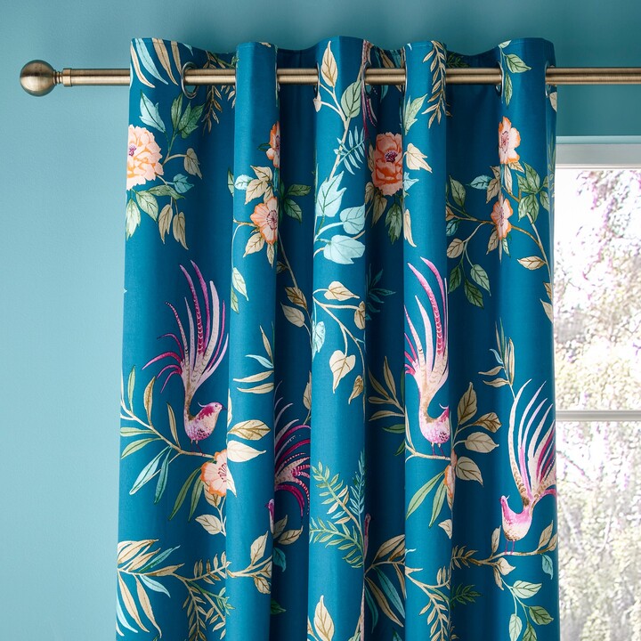 Dunelm Neva Birds Blackout Eyelet Curtains Teal (Blue) - ShopStyle