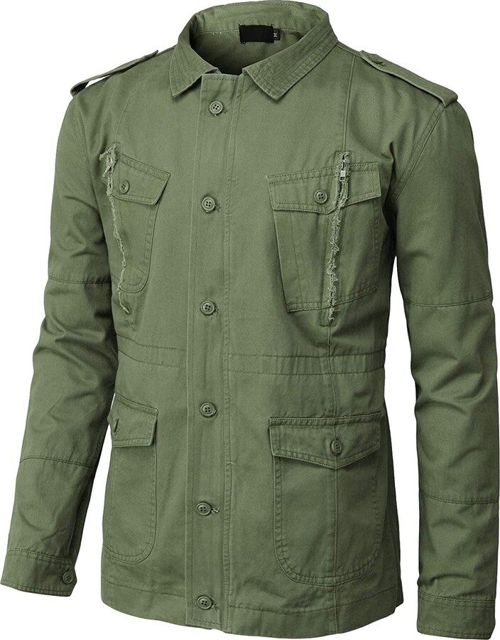 SPURZE Mens Casual Army Military Style Ripped Designed Lightweight ...