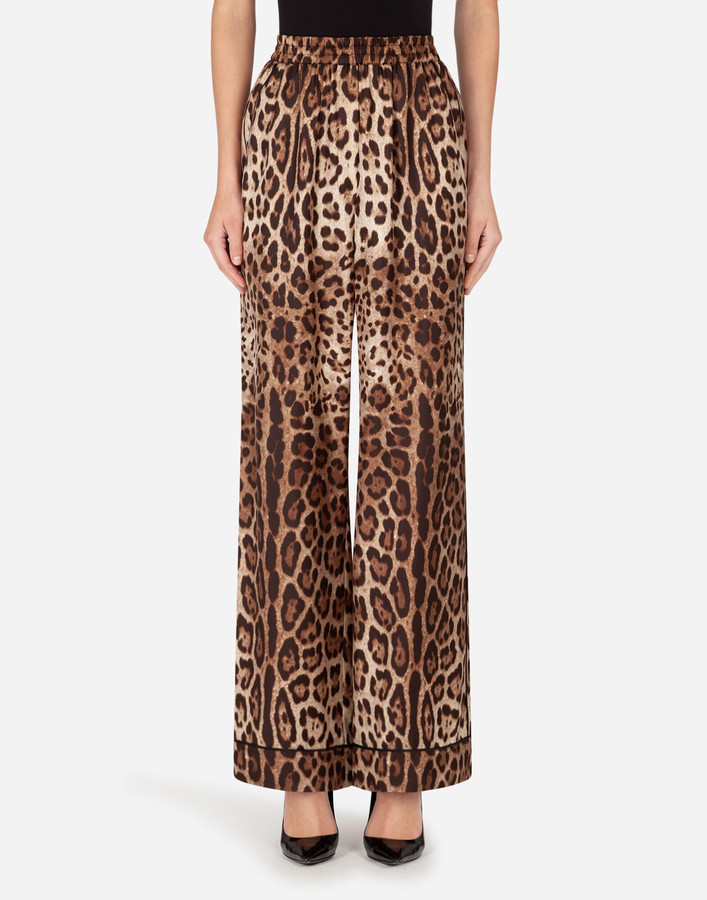 Dolce & Gabbana Leopard-Print Satin Pajama Pants - ShopStyle