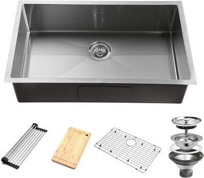 Dubbin 19'' L Flush Mount Single Bowl Stainless Steel Kitchen Sink ...