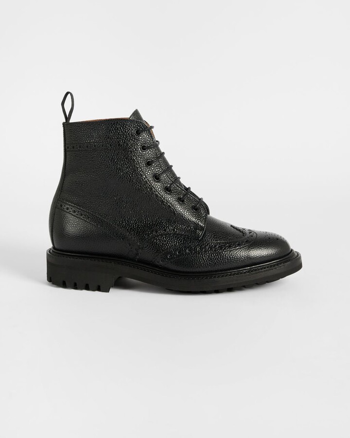 Ted Baker Pebble Grain Leather Brogue Boot in Black - ShopStyle