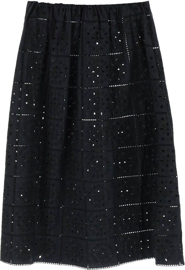 Ganni Broderie Anglaise Midi Skirt - ShopStyle