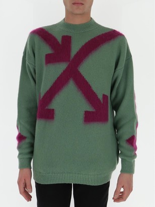 Off-White intarsia Arrow jumper - ShopStyle Crewneck Sweaters