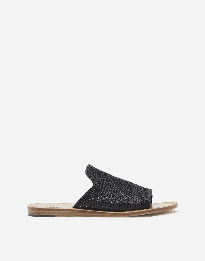 Dolce & Gabbana Braided Raffia Sliders - ShopStyle Sandals