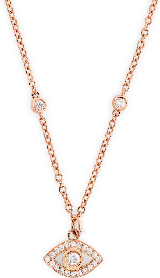 Netali Nissim Rose Gold and Diamond Charmed Eye Necklace - ShopStyle
