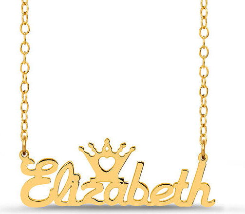 Zales Script Name and Crown with Heart Cut-Out Necklace in Sterling ...