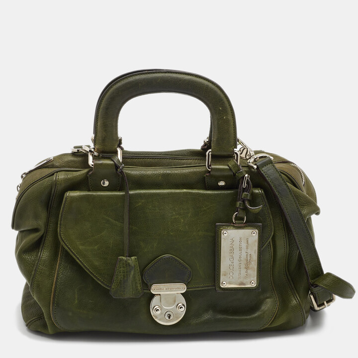 Dolce & Gabbana Olive Green Leather Miss Catch Satchel - ShopStyle