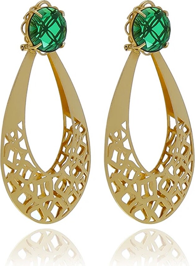 Georgina Jewelry Women's Gold Emerald Green Racine Drop Crystal ...