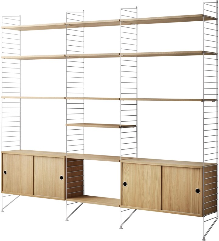 String® String Shelving Unit with Double Cabinet, Shelves and Wall ...