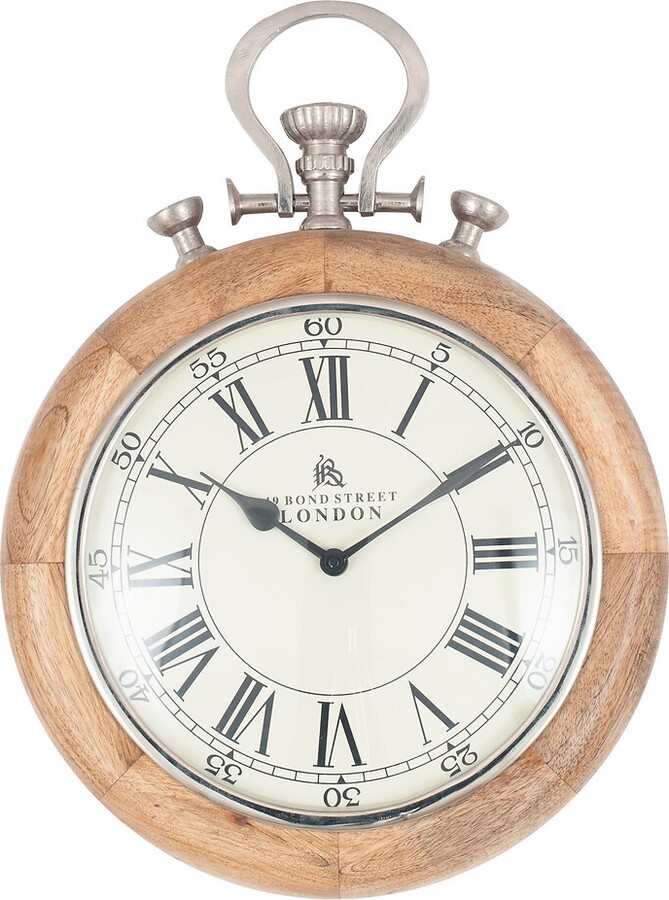 So'home 44cm Wood And Nickel Stopwatch Style Wall Clock - ShopStyle