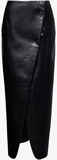 The Frankie Shop The Frankie hop Womens Black Nan Crossover Faux-leather Maxi kirt - ShopStyle ...