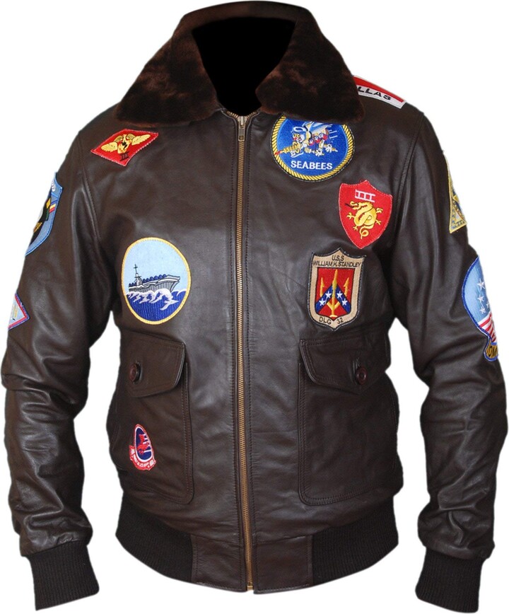 BlackRockLeathers Mens Tom Cruise RAF Maverick Fighter Jet Flight ...